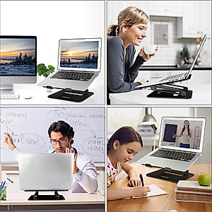 Urmust Adjustable Laptop Stand for Desk Aluminum Computer Stand for Laptop Riser Holder Notebook Stand Compatible with MacBook Air Pro Ultrabook All Laptops 11-17 inch (Black)