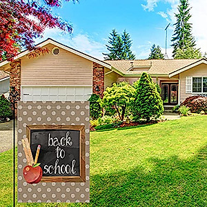 Polka Dot Garden Flag Back to School Chalkboard Apple 12.5 x 18 Inch Burlap Vertical Double Sided Outdoor Decorations Party Deco
