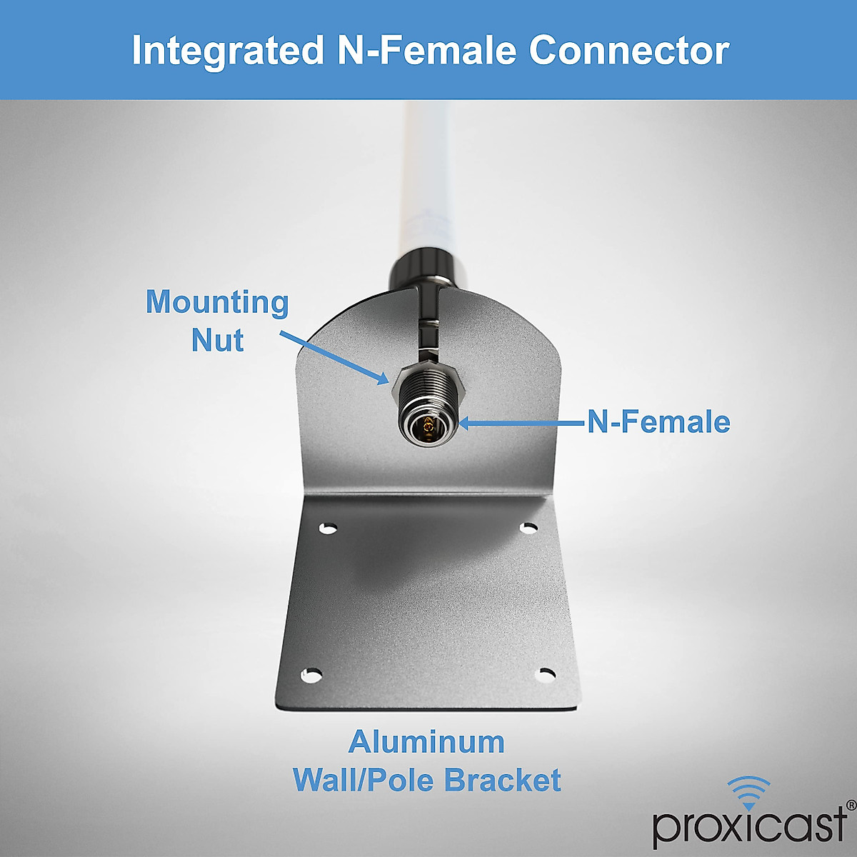 Proxicast 10 dBi High Gain 4G / LTE, 5G Wideband Fixed Mount Fiberglass Outdoor Omnidirectional Antenna for Verizon, AT&T, T-Mobile & Other Cellular Networks or WiFi Router/Access Points (ANT-127-002)
