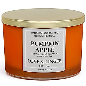 Pumpkin Apple Candle | Fall Candles | Luxury Soy & Beeswax Candles for Home | 16 oz. Large Jar 3 Wick Candle | Thanksgiving Candle | Fall Scented Candle | Autumn Candles