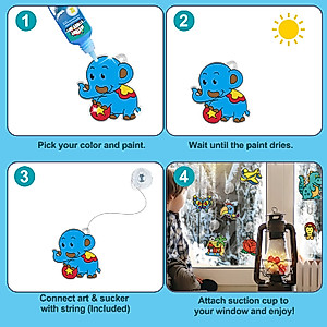 CAPKIT 36Pcs Suncatcher Kits for Kids, Window Art Kids Crafts, 11 Paints for Creative DIY, Arts and Crafts Gift for Kids Children 4-8