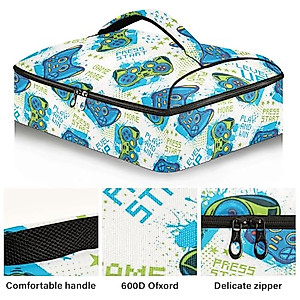 Kcldeci Insulated Thermal Food Carrier Insulated Casserole Carrier for Hot or Cold Food,Joystick Gamer Elements (2) Insulated Tote Bag for Potluck Cookouts Parties Picnic,Lasagna Lugger