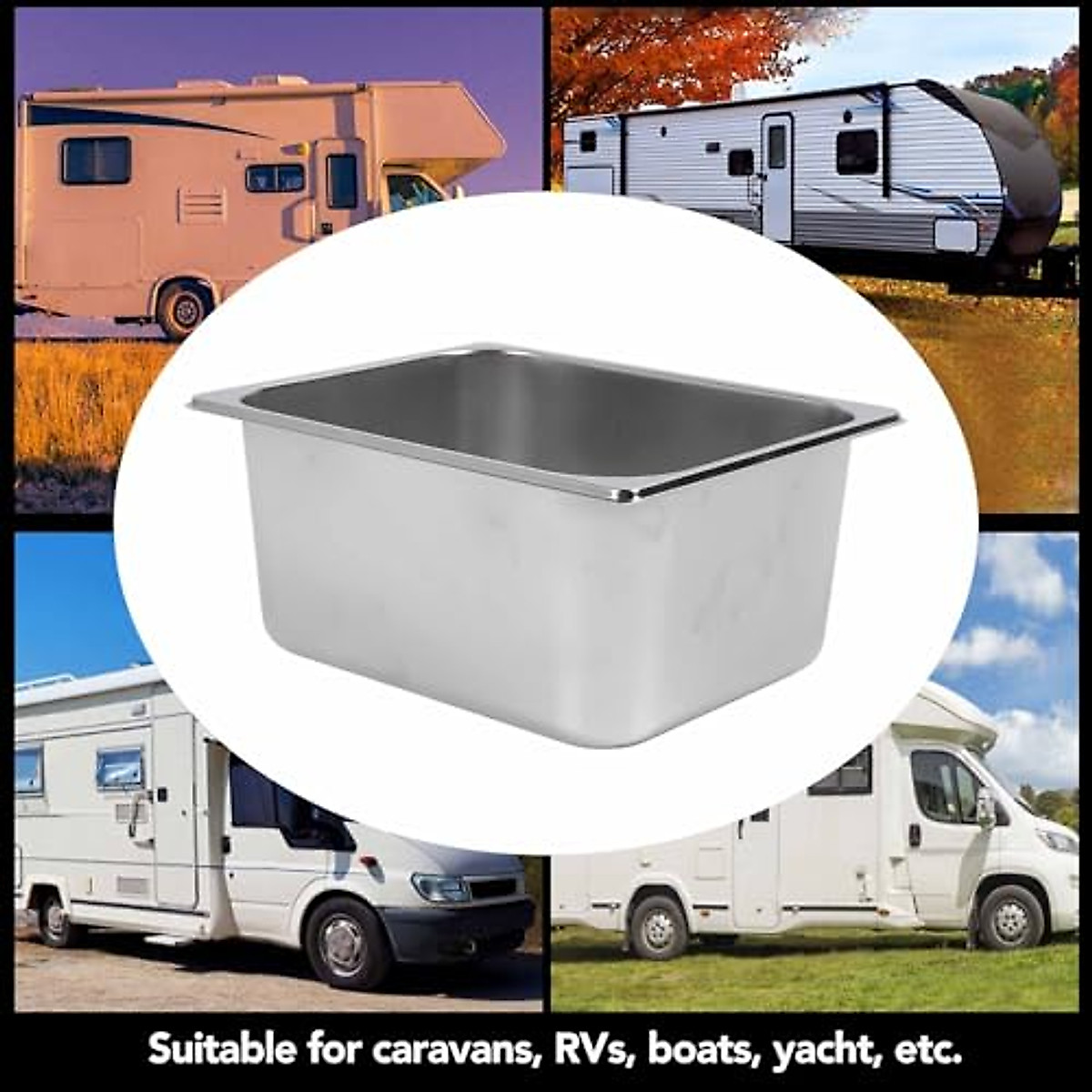 304 Stainless Steel Bar Sink, Single Bowl Hand Wash Basin, RV Sink, 11L Capacity, 40mm Drain Outlet, Embedded Installation, Suitable for RV, Camping Vehicle, Yacht, Boat, Kitchen