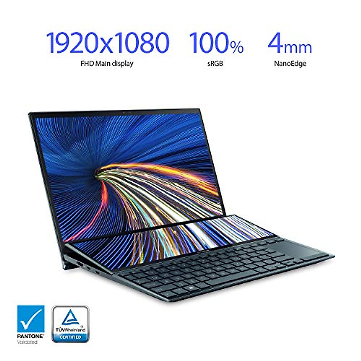 ASUS ZenBook Duo 14 UX482 14” FHD NanoEdge Touch Display, Core i7-1195G7, GeForce MX450, 16GB RAM, 1TB SSD, ScreenPad Plus, Windows 11 Pro, WiFi 6E Celestial Blue, UX482EGR-XB74T