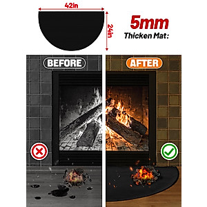 24'' x 42'' Upgraded Thickened Fireplace Mat, Half Round Fire Resistant Mat, Fireproof Rug Retardant Hearth Pad for Fireplace Wood Stove, Protect Floor from Sparks Embers Indoor Outdoor