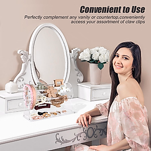 Uquelic Acrylic Claw Clip Organizer, 360-Degree Rotating Hair Clip Organizer (Monolayer)