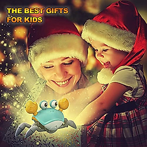 Crawling Crab Months Old Baby Toys,USB Charging Walking Dancing Crab Toy for Kid,Auto Avoid Toddler Electronic Moving Interactive Tummy Time Crawling Toy with Music & Light Gift for Boy Girl (Green)