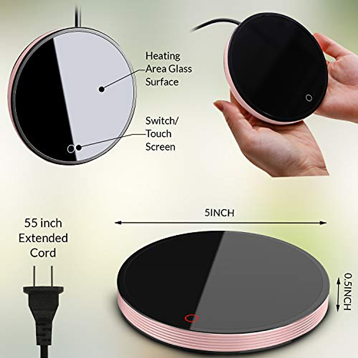 DiviniTi Coffee Mug Warmer for Desk - Electric Cup Warmer for Desk - 2-Setting Coffee Cup Warmer for Coffee - Safe, Easy-to-Use Mug Warmer Coffee Warmer for Desk Heated Coffee Mug (NO Mug Included)