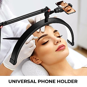 toyshi Eyelash LED Floor Light, Half Moon Lamp for Lash Extension Lighting for Beauty, Skincare, Eyebrows, Filming Content Creation with Phone Holder (Black)