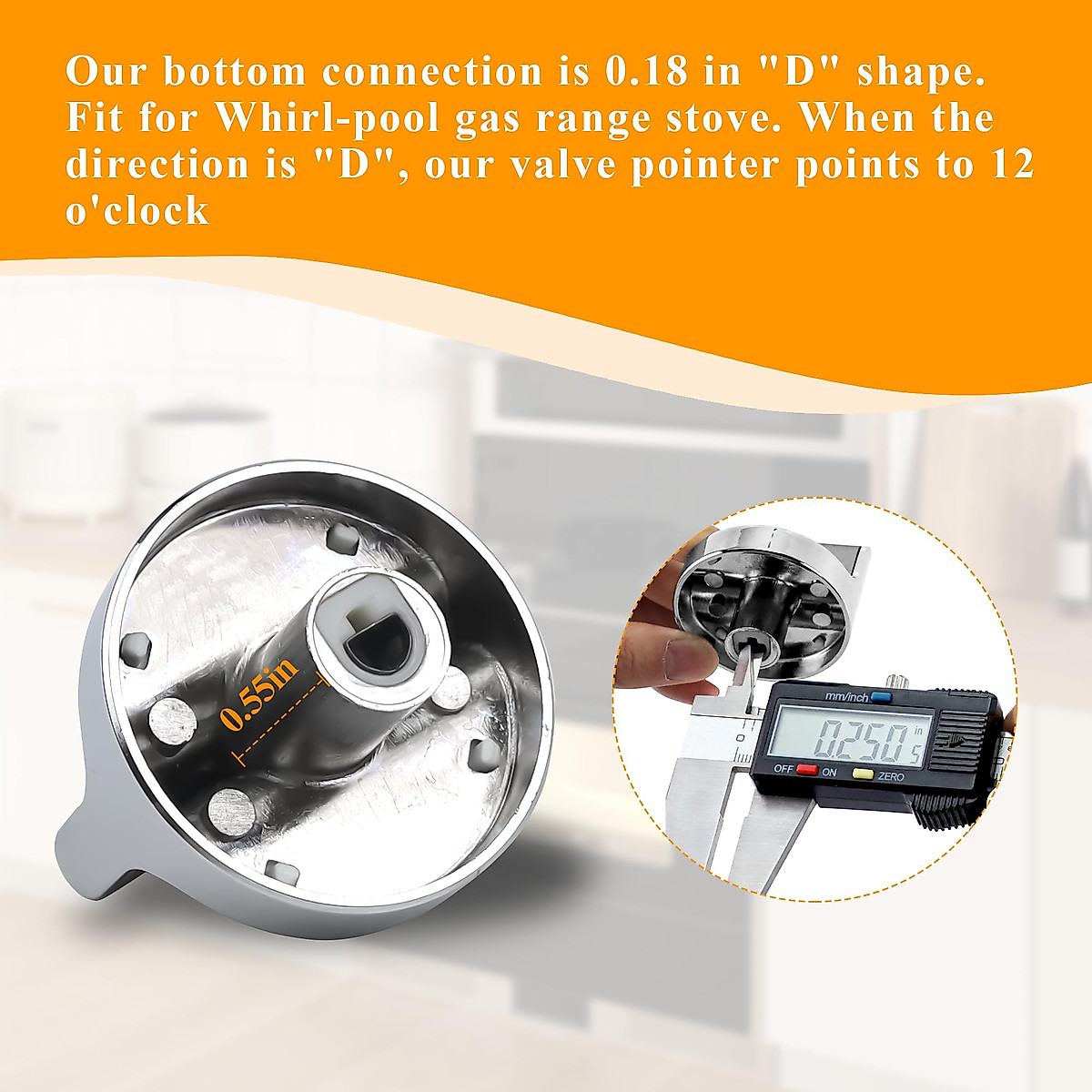 Upgraded Stove Knobs W10594481 Replacements for Whirlpool Gas Stove Range Knob WCG97US0DS00 WCG97US6DS00, Replace WPW10594481 AP6023301 Cooktop Knobs, 5 Pack Gas Range Knob