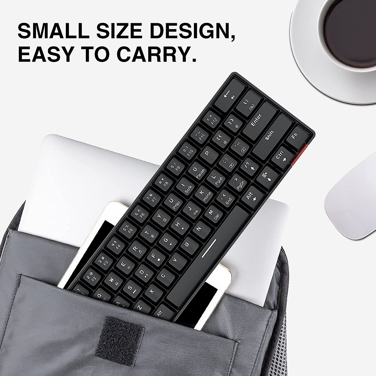 Havit 60 percent Mechanical Keyboard Mouse Combo, Wired 61 Keys Gaming LED Backlit Compact with Red Switches & 4800 DPI Programmable for Windows PC Laptop Gamers, Black (Renewed)