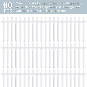 60 Pieces Plastic Wax Applicator Wands with Disposable Spatulas for Nose Hair Removal and Nostril Cleaning
