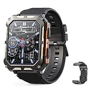 Dico Das Smart Watches with Bluetooth Call,Fitness Tracker Watch with Heart Rate Blood Pressure Sleep Monitor for iPhone/Android Phone,IP68 Waterproof and 123 Sports Modes (Orange)