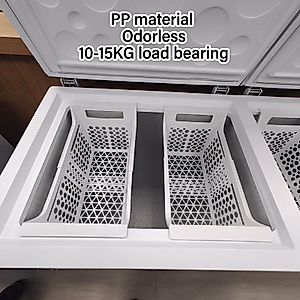 TOPINCN Freezer Storage Organizer Baskets with Handle PP Chest Freezer Basket Expandable Deep Freezer Organizer Bin Heavy Load Chest Freezer Accessory for Kitchen (L)