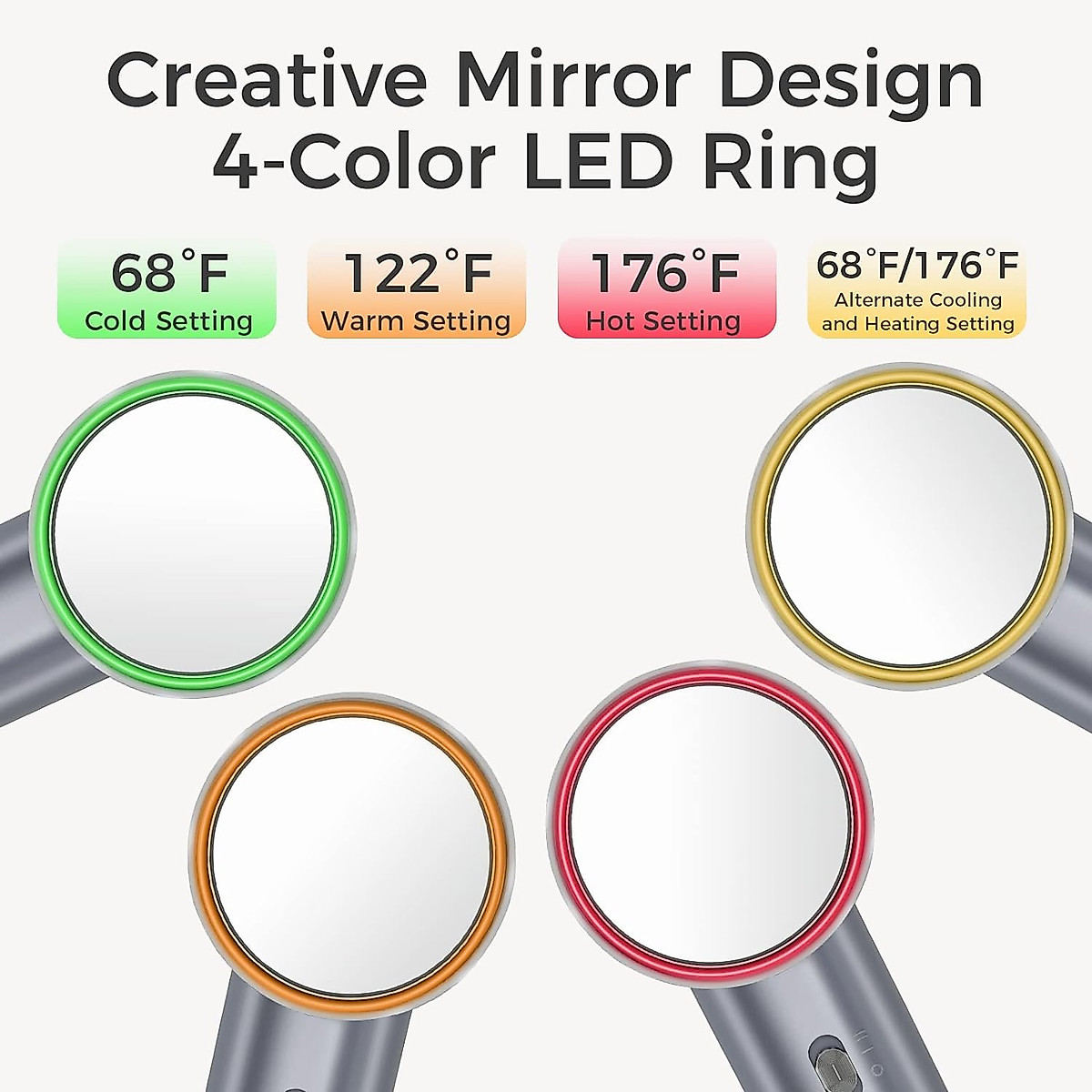 Tensky Hair Dryer, Blow Dryers with 110,000 RPM High-Speed Brushless Motor for Fast Drying 200 Million Negative Ions Thermo-Control Hairdryer with Magnetic Nozzle NO Heat Damage (Light Grey)