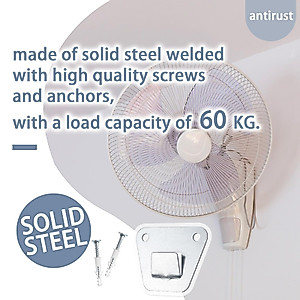 LUTQ 2-Set Wall Fan Mounting Bracket, Heavy Duty Wall Mounting Fan Bracket, Solid Steel Fan Wall Mount Bracket with Fastening Screws, Oscillation Fans Hidden Holder Bracket