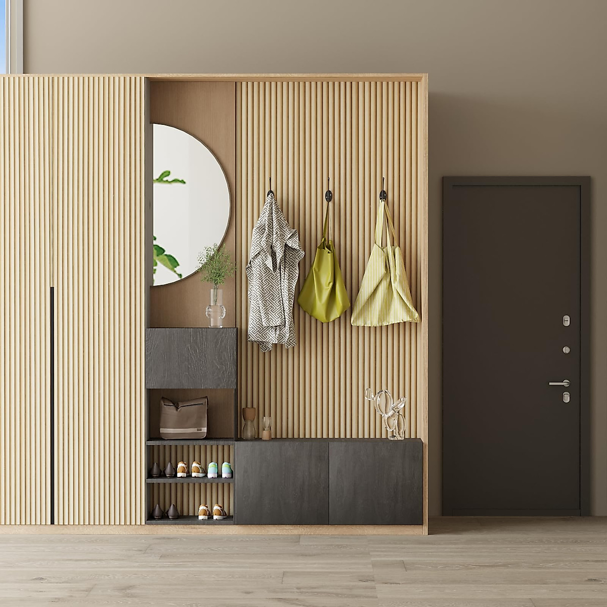 Oxdigi Wooden Slat Peel and Stick Wallpaper - Self-Adhesive Contact Paper with 3D Effect | Waterproof & Removable | PVC Contact Paper for Countertops & Cabinets | 11.8 in x 16.4 ft | Light Wood