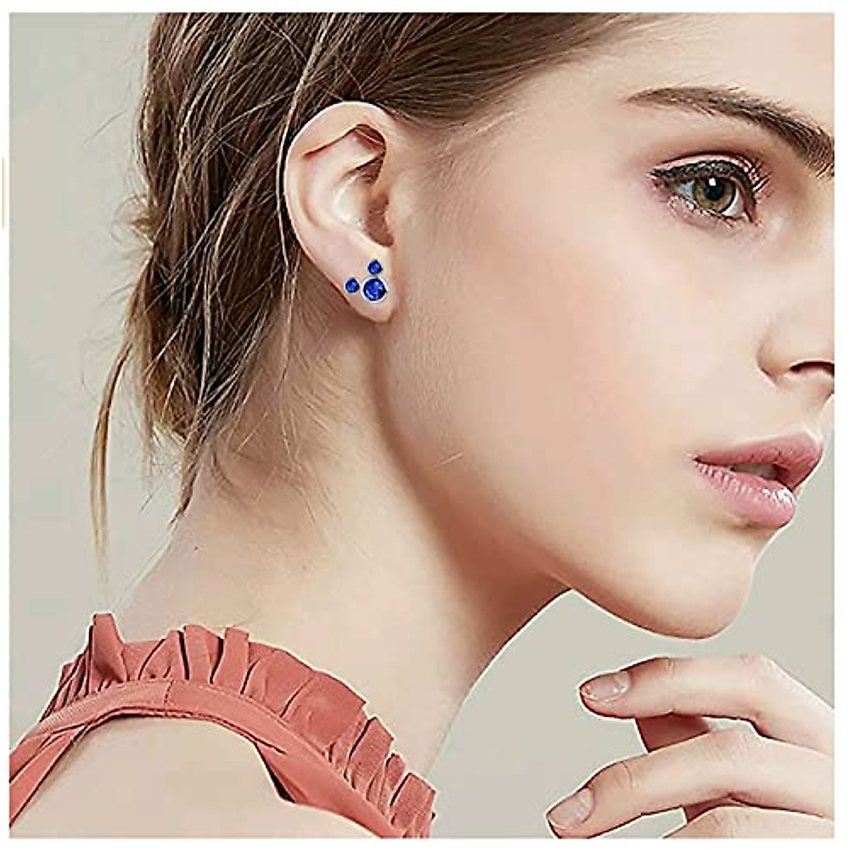 Dazlily Mouse Shape Stud Earrings 925 Sterling Silver Stud Earrings with Sparkling Cubic Zirconia Cute Studs Earring for Women Girls Jewelry Gifts (Mouse Dark Blue)