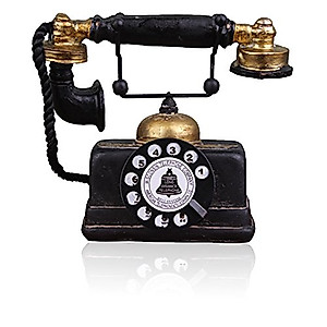 7 inch Creative Retro Telephones European Resin Rotary Dialing Telephone Decoration Cafe Bar Window Decorative Home Decoration Props (L: 7 1/4 inch X W: 3 1/8 inch X H: 6 1/4 inch)