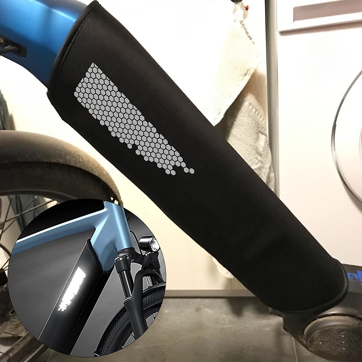 E Bike Battery Protector, Waterproof Reflective Bicycle Battery Cover, Integrated Battery Cover, Dust-proof Protect Batteries Neoprene Electric Bicycle Battery Protection Cover for Riding Black