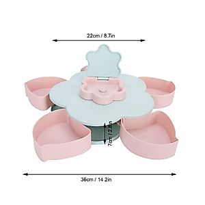 plplaaoo Flower Shaped Dried Fruit Plate,Rotating Snack Storage Box with 5 Compartments, Nut Serving Platter, Removable Snacks Candy Storage Tray for Dried Fruits, French Fries, Nuts