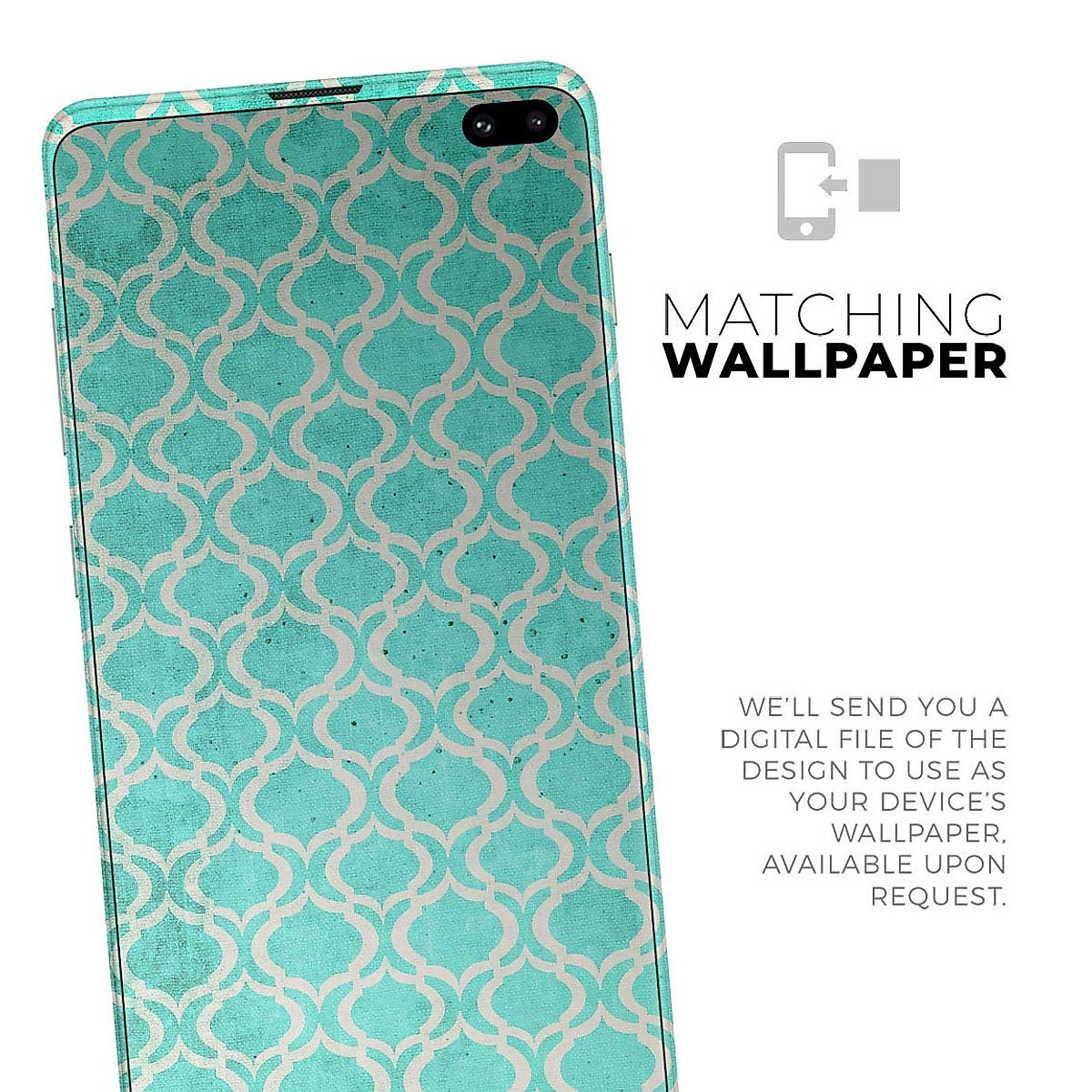 DesignSkinz Teal and White Bubble Morrocan Pattern Protective Vinyl Decal Wrap Skin Cover Compatible with The Samsung Galaxy S20 (Screen Trim & Back Glass Skin)