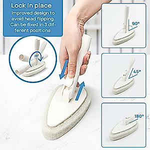 Qaestfy Shower Scrubber Cleaning Brush Combo Bath Tub Tile Cleaner Scrubber Brush with 51'' Adjustable Long Handle Scrub Brush for Bathroom Shower Bathtub Wall Mop Cleaning Scrubbing