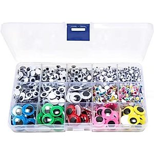 1500pcs Googly Eyes Self Adhesive for Crafts, Craft Sticker Wiggle Eyes with Multi Colored and Sizes for DIY