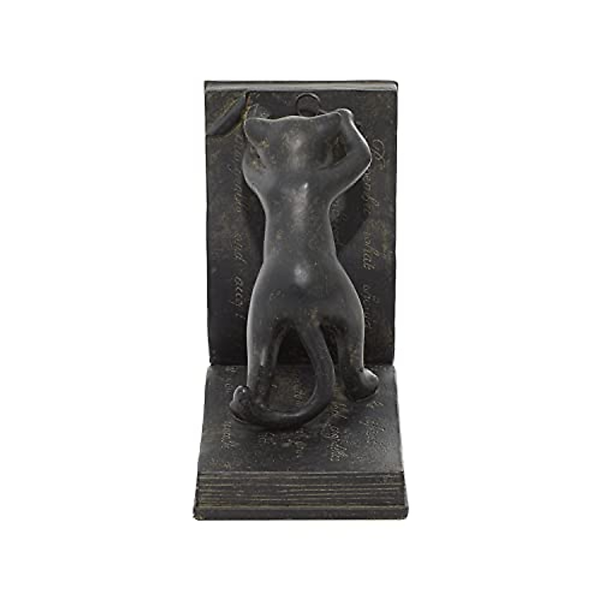 Deco 79 Polystone Cat Reading Bookends, Set of 2 7"H, 6"W, Black