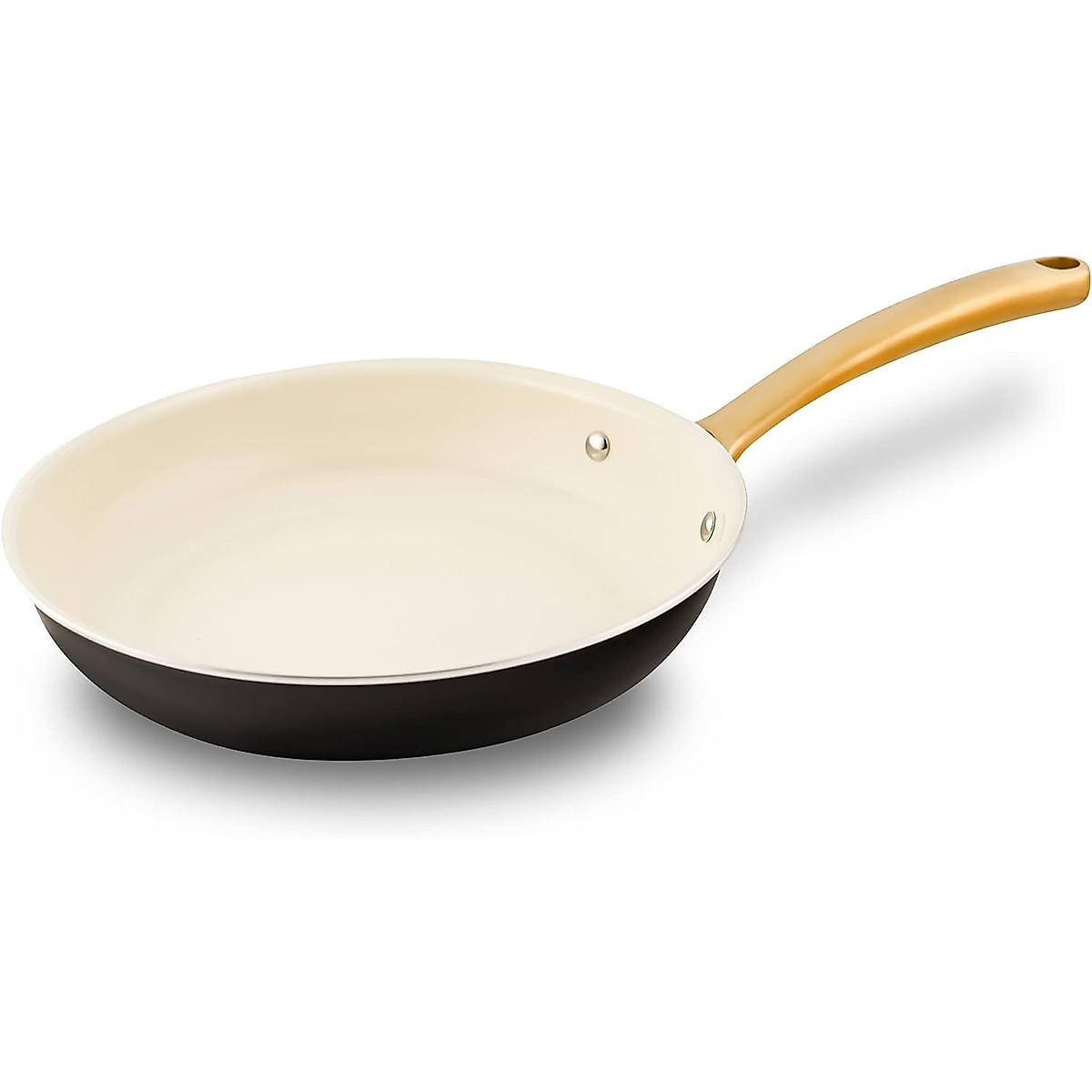 NutriChef 8-Inch Professional Ceramic Frying Pan - Small Skillet with Golden Titanium Handle, Non-Stick Ceramic Coating, Stain-Resistant, Easy to Clean, Ideal for Home Cooking