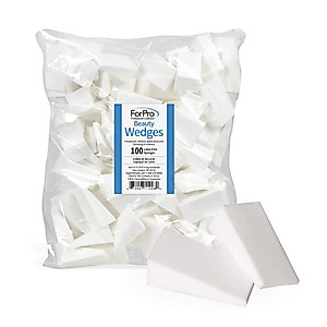 ForPro Professional Collection Beauty Wedges, Latex Free Foam Sponges, Makeup Blenders for Powder and Liquid Makeup, 100-Count