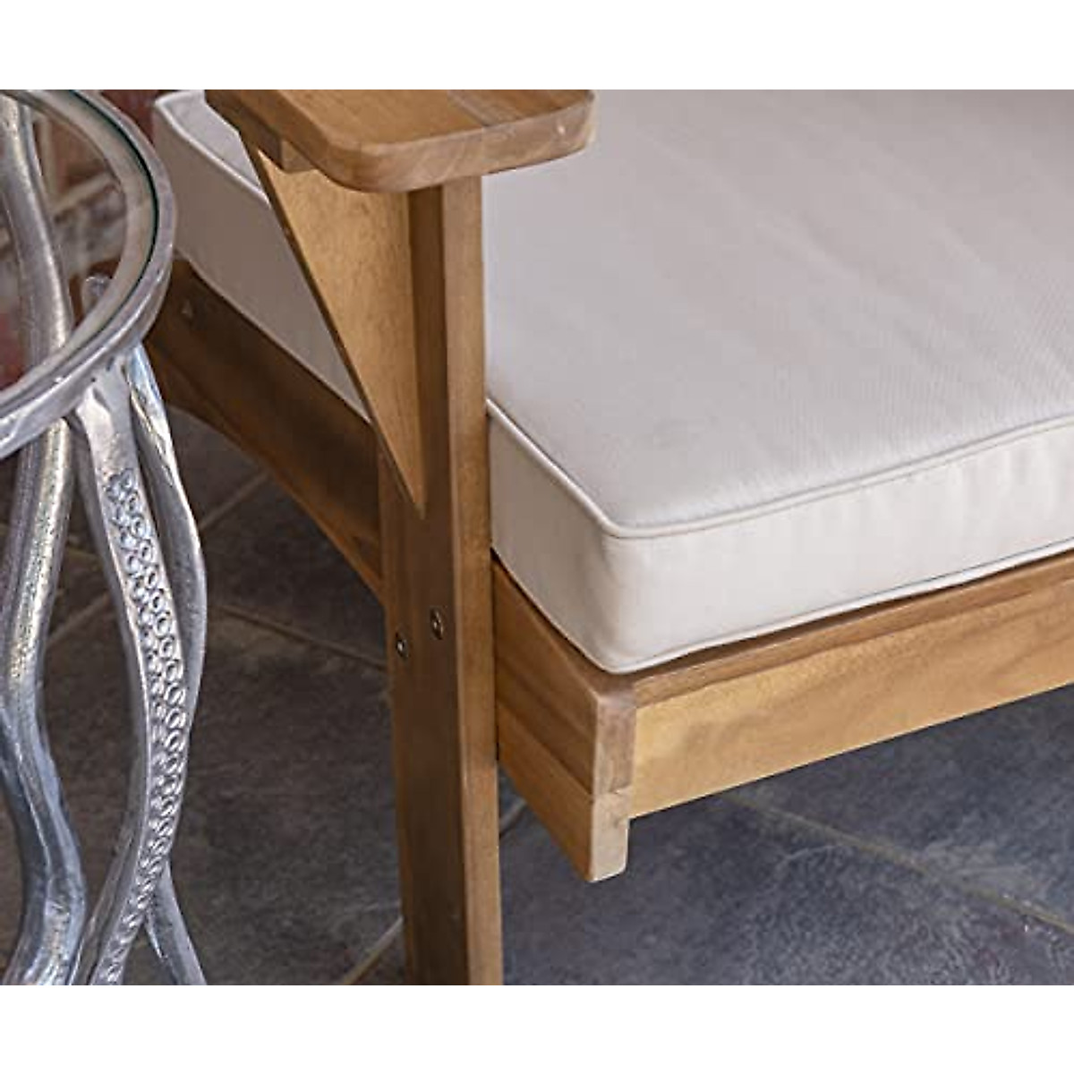 Linon Home Décor Caitlyn Brown Outdoor Chair, Natrual/White