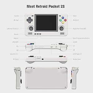 Retroid Pocket 2S Retro Game Handheld - Android Console with Multiple Emulators, 3.5 Inch Display, 4000mAh Battery, Classic 16Bit Games (4+128GB)