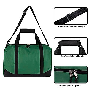 30 Liter, 17 Inch Canvas Duffle Bags for Men and Women – Travel Weekender Overnight Carry-On Shoulder Duffel Tote Bags (Green)