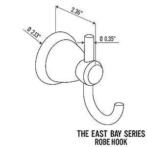 Bennington East Bay Robe Hook Wall Mounted Single Prong Bathroom Hardware Bath Accessory, Oil Rubbed Bronze