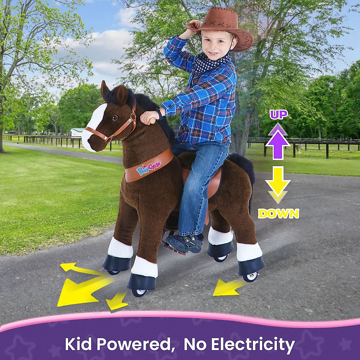 PonyCycle Horse Ride on Toy for Toddlers Boy Toys Classic Model U (with Brake/ 30" Height/Size 3 for Age 3-5) Giddy up Riding Horse Rocking Horse Rides Chocolate Brown Ux321
