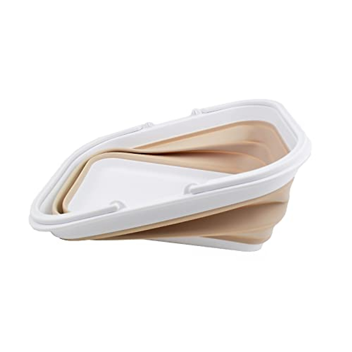 SAMMART 15L (4 Gallons) Collapsible Basket with Handle - Portable Outdoor Picnic Basket/Crater - Foldable Shopping Bag - Space Saving Storage Container (White/Latte (Set of 2))