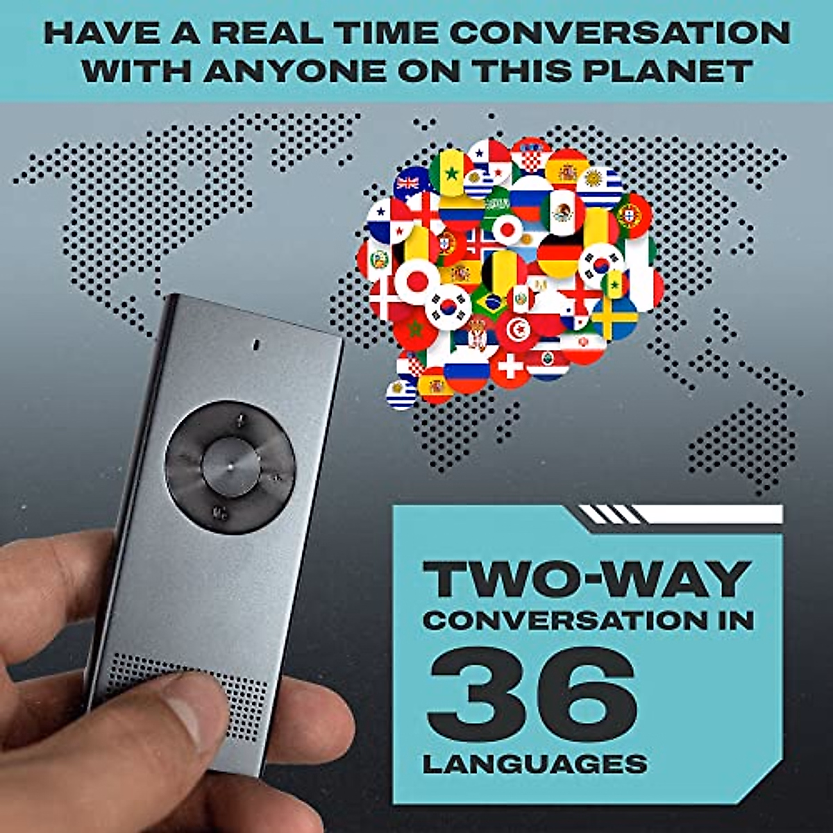 Poliglu Instant Two-Way Language Translator - Translators Devices for 36 Languages. Make Communication Easier with This Innovative Portable Translation Device. Perfect as a Pocket Dictionary