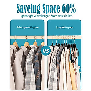 Smartor Velvet Hangers 50 Pack, Black Felt Hangers Non Slip with Rose Gold Hook, Premium Felt Hangers for Adult, Heavy Duty Velvet Hanger for Coat, Suit, Short, Skirt, Dress (Black)