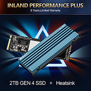 INLAND 2TB Gaming Performance Plus NVMe Internal Gaming SSD Solid State Drive with Heatsink Optimized for PS5 - Gen4 PCIe, M.2 2280, DRAM Cache, 176-Layer TLC 3D NAND Flash, Up to 7000MB/s