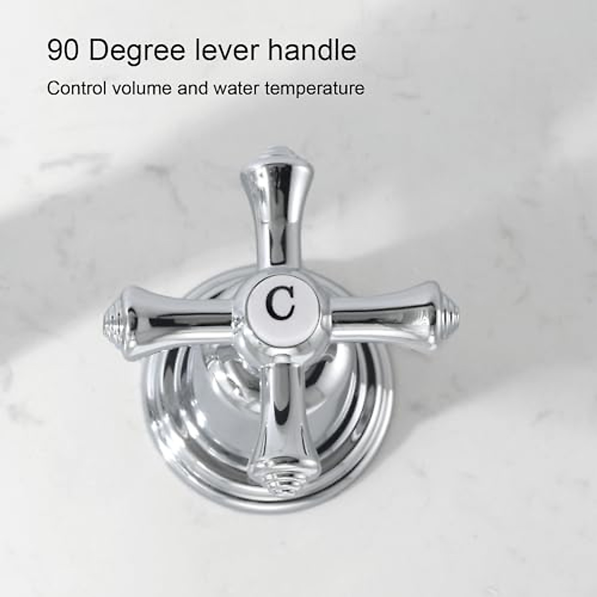 RKF Faucet- Replacement Classic Cross Knobs Handles with Valve Faucet Accessory Faucet Parts Faucet Kit Chrome Polished W033