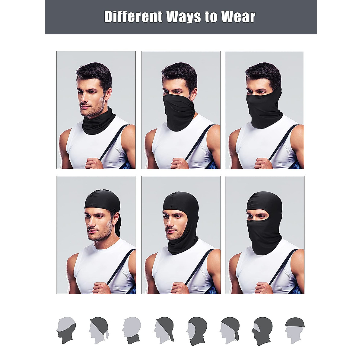 9 Pieces ski mask for Men Full face mask shiesty mask Balaclava pasamontañas Hombre for Outdoor Use Black