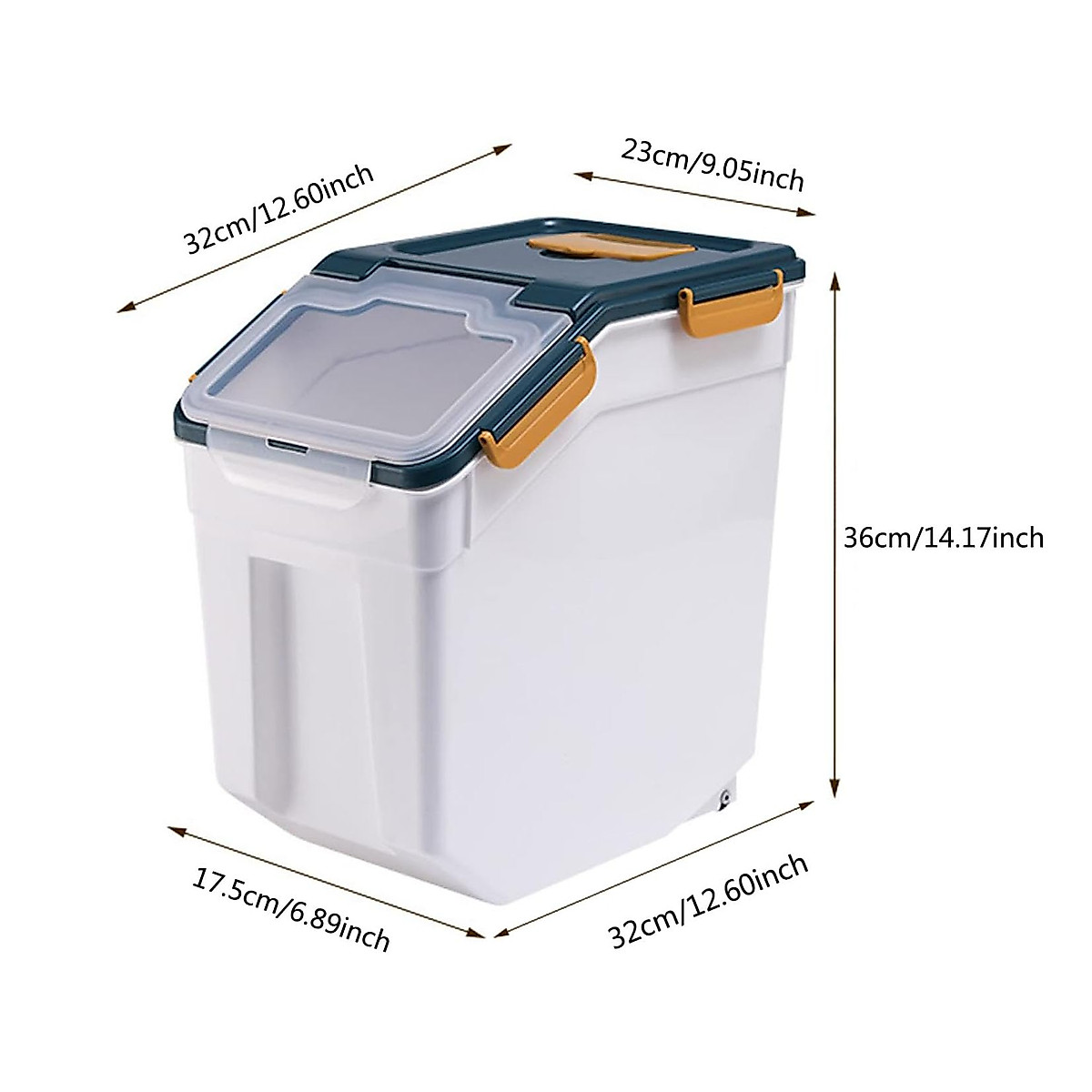 PENCK Large Flour Storage Container 25lbs, 2 Pack Airtight Rice Dispenser, BPA Free Plastic Cereal Grain Organizer Dog Cat Food Bin with Measuring Cup&Scoop for Kitchen Counter Top(Blue)