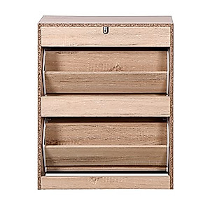 SSLine Shoe Cabinet,Shoe Rack Storage Organizer with 2 Flip Drawers,Entryway Narrow Shoe Storage Cabinet for Narrow Closet, Entryway, Living Room (Natural,2-Tier-2)