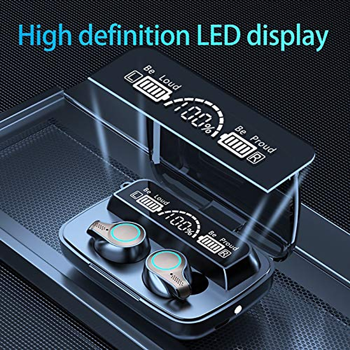 MOHALIKO M18 TWS 3500mAh Wireless Earbuds, Bluetooth 5.1 Headphones IPX7 Waterproof, in-Ear Wireless Bluetooth Headset Noise Reduction Stereo Sport Earbud for Work Black OCUhome