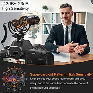 comica Shotgun Microphone, CVM-VM20 Professional Super Cardioid Video Microphone with Shock Mount, Camera Microphone Kit for Smartphone/DSLR Camera/Camcorder, Perfect for Interview/Video Recording