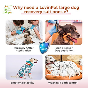 LovinPet Recovery Pj Dog - Dog's Bodysuit Wound Protective Surgical,E-Collar Alternative Recovery Snugly Suit for Abdominal Wounds After Surgery Anti-Licking Dog Onesies,Rhino,Green,XXL