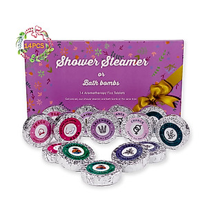 PickMora 14PCS Shower Steamers Aromatherapy with 7 Scents, Shower Bombs with Essential Oils for Relaxation, Body Restore Shower Tablets Gift Sets for Women and Men in Mother's Day, Anniversaries