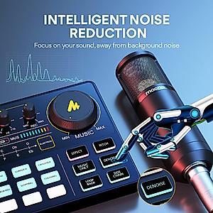MAONO Podcast Equipment Bundle Audio mixer All-in-One Podcast Production Studio with 3.5mm Microphone for Live Streaming, Podcast Recording, PC, Smartphone, DJ MaonoCaster Lite (AU-AM200-S6 Black)