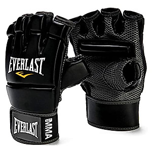 Everlast Leather Heavy 70 Pound Punching Bag with Chain and Swivel Assembly, 5 Ounce MMA Kickboxing Gloves and 180-Inch Boxing Hand Wrap, Black